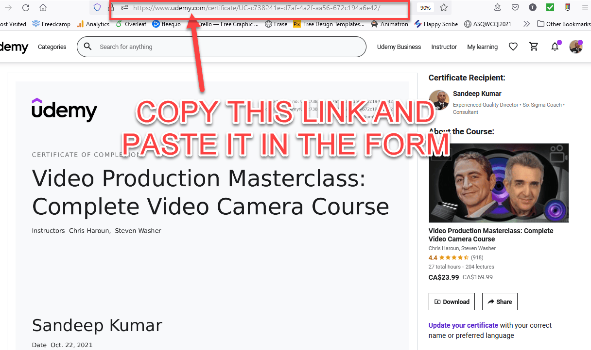 QG Certificate for Udemy Students | Quality Gurus