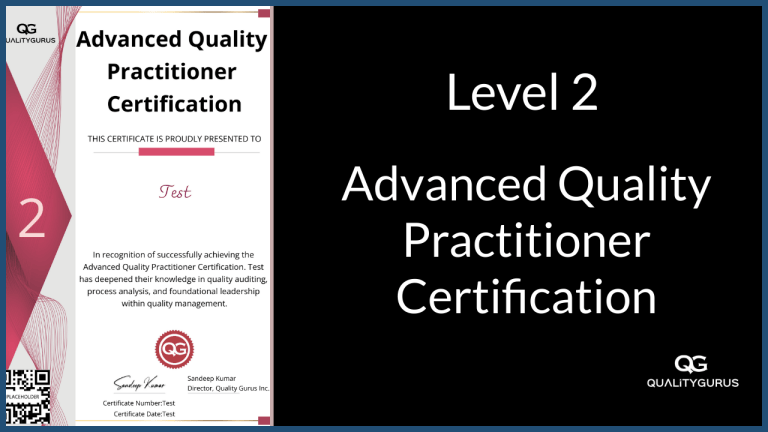 Advanced Quality Practitioner Certification - Level 2 | Quality Gurus