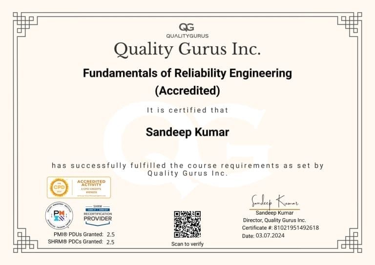 Fundamentals of Reliability Engineering (Accredited) - Online Training ...