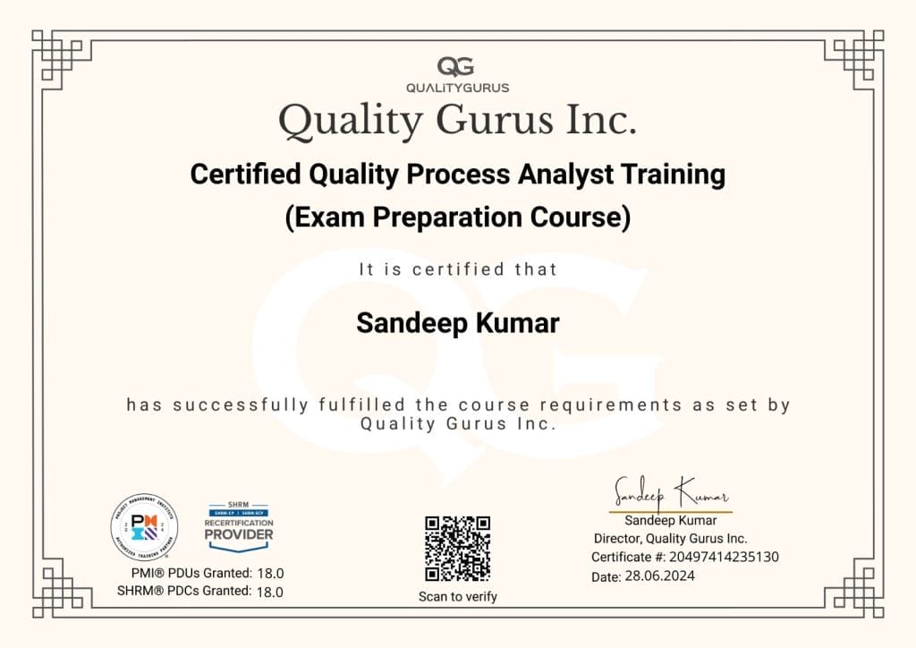 Certified Quality Process Analyst (CQPA) Training | Quality Gurus