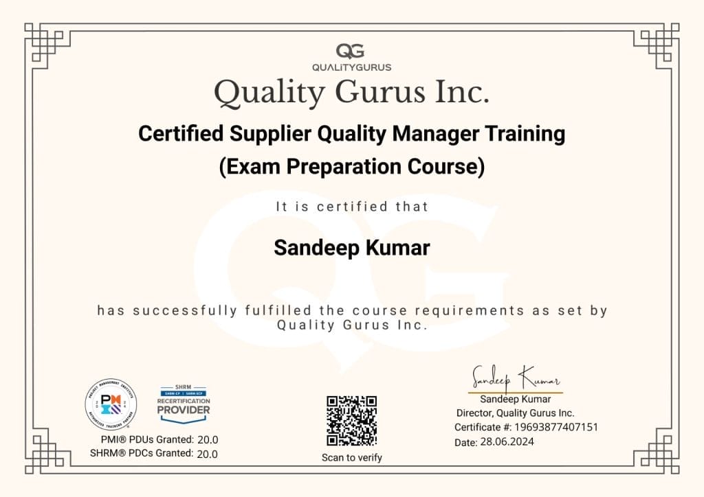 Certified Supplier Quality Professional (CSQP) Exam Preparation Training | Quality Gurus