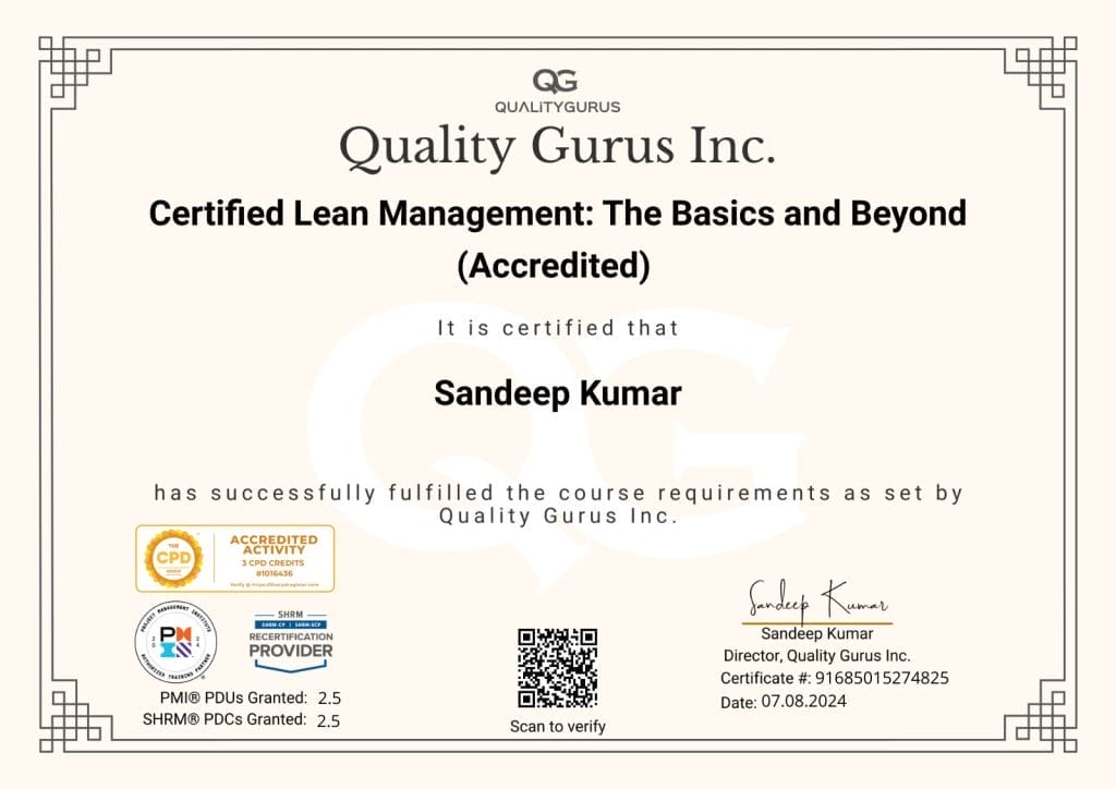 Certified Lean Management: The Basics and Beyond (Accredited) | Quality ...