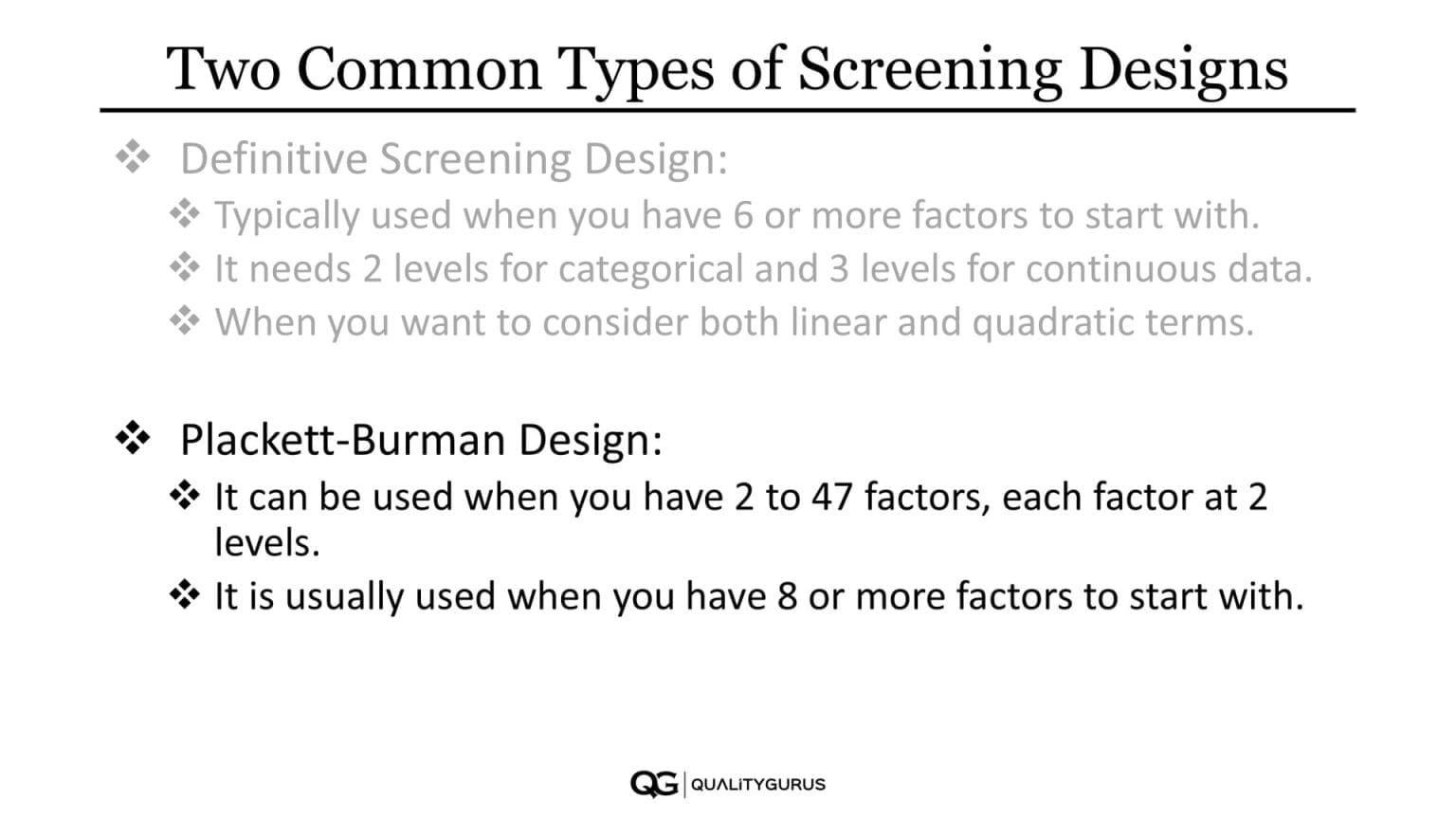 Screening Designs in Design of Experiments (DOE) | Quality Gurus